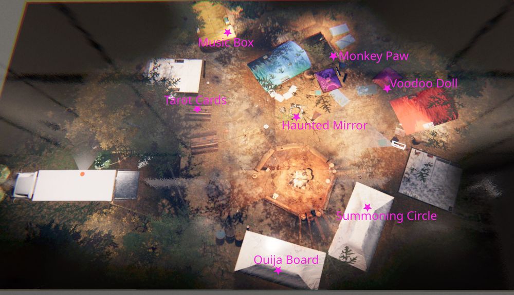 Phasmophobia - Cursed Posessions in Camp Woodwind with map
