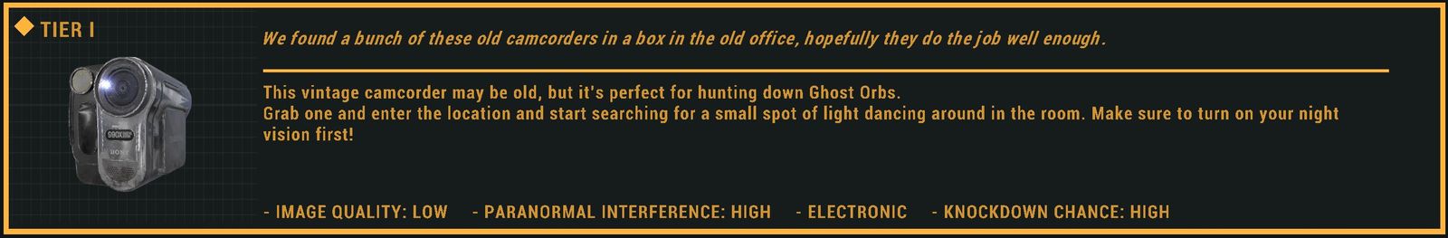 Phasmophobia: Video Camera Function and Tiers