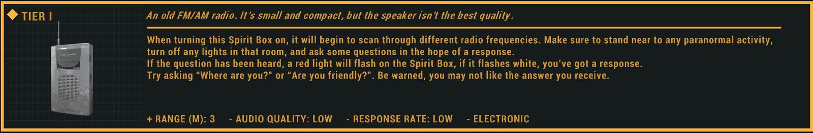 Phasmophobia: Spirit Box Function and Tiers