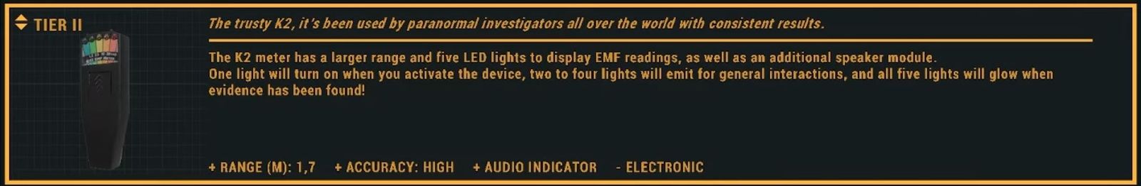 Phasmophobia: EMF reader function and Tiers