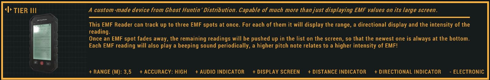 Phasmophobia: EMF reader function and Tiers