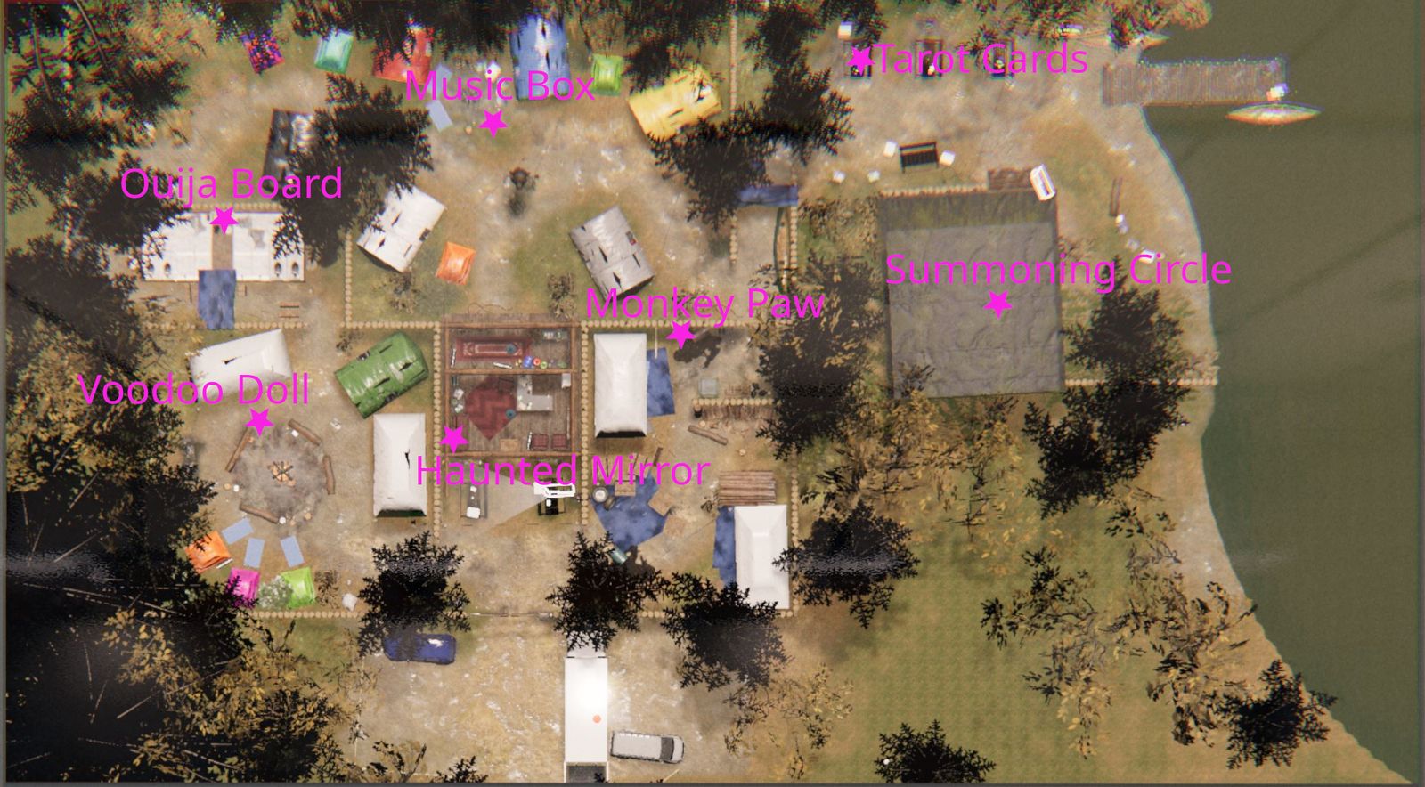 Phasmophobia - Cursed Posessions in Maple Lodge Campsite with map