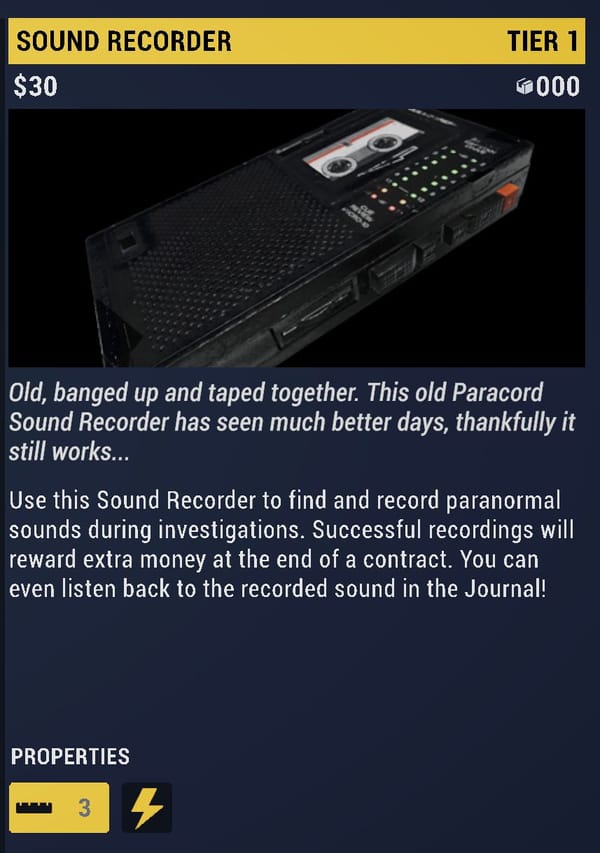 Phasmophobia: Sound recorder function and levels